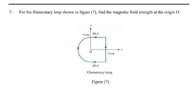 Solved For the filamentary loop shown in figure ( 7), find | Chegg.com