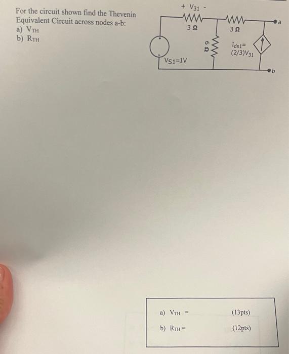 Solved For the circuit shown find the Thevenin Equivalent | Chegg.com