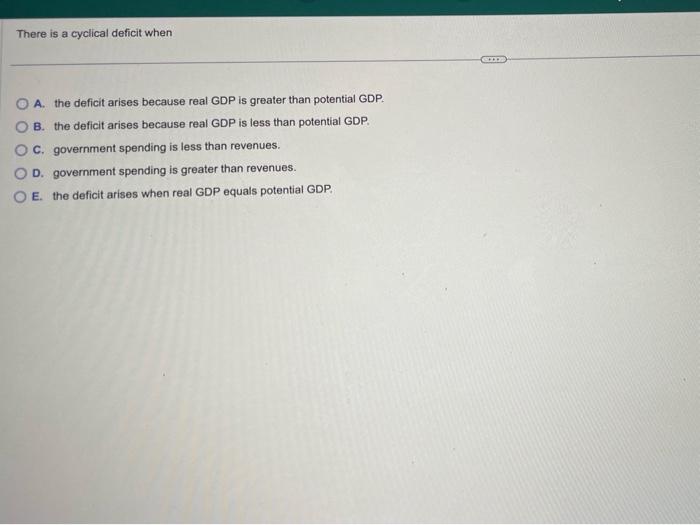 Solved There is a cyclical deficit when OA. the deficit | Chegg.com