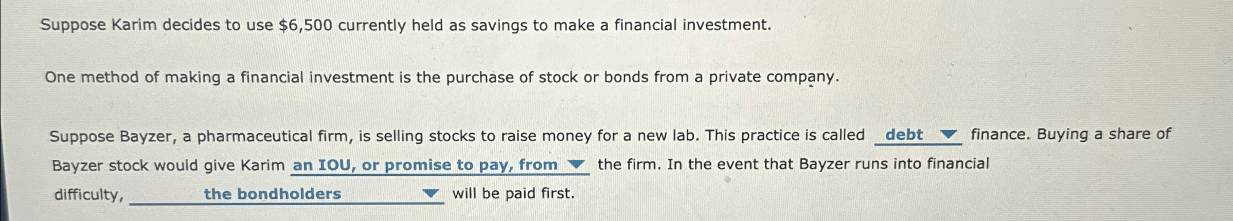 Solved Suppose Karim decides to use $6,500 ﻿currently held | Chegg.com