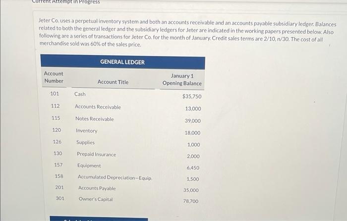 Solved Attempt in Progress Jeter Co.uses a perpetual | Chegg.com