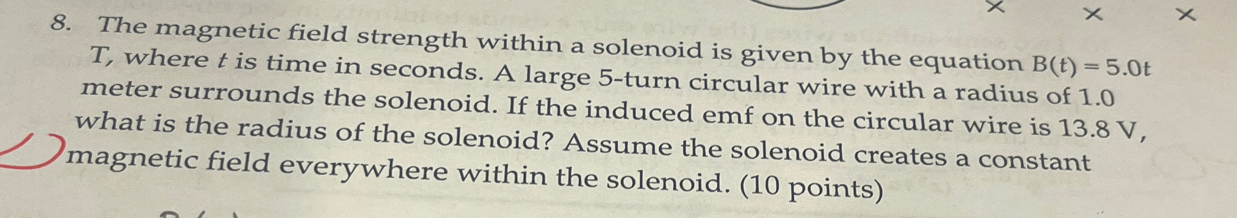 Solved The magnetic field strength within a solenoid is | Chegg.com
