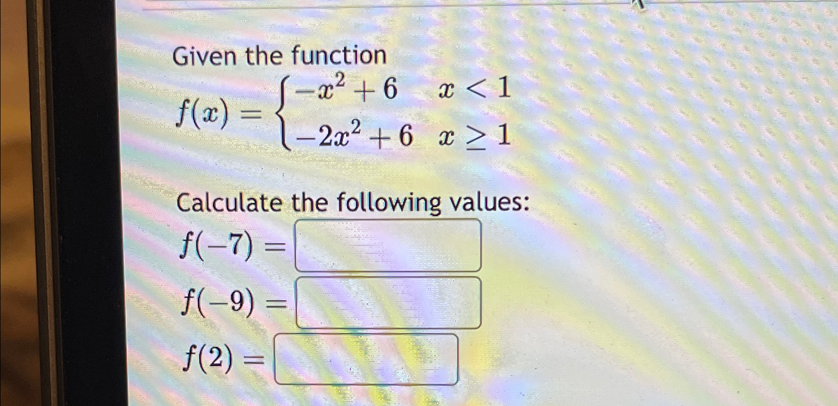 Solved Given the functionf(x)={-x2+6,x