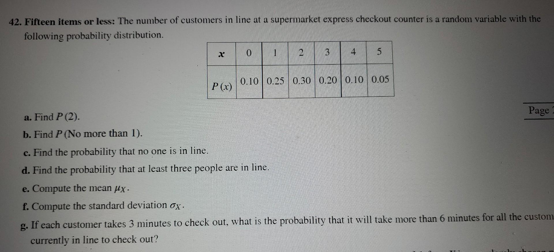Solved 42. Fifteen items or less: The number of customers in | Chegg.com