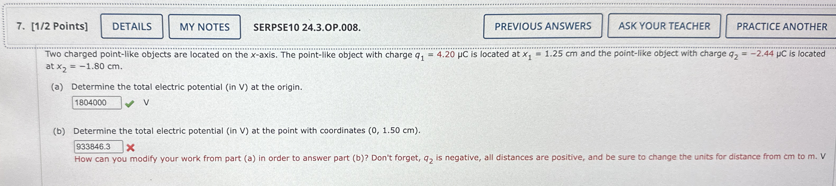 Solved Two charged point-like objects are located on the | Chegg.com