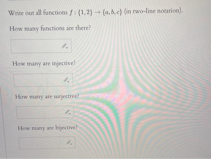 Solved Write Out All Functions F {1 2 }