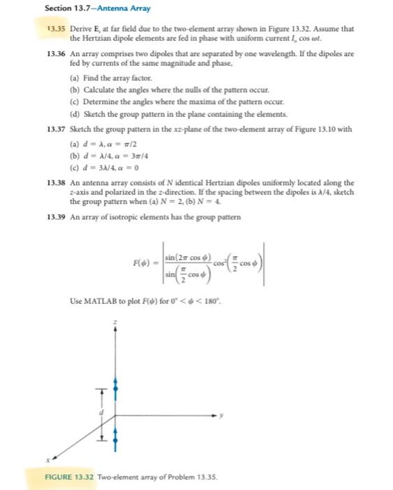 Solved Section 13.7-Antenna Array 13.35 Derive Eat far field | Chegg.com