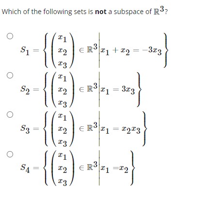 Solved Which of the following sets is not a subspace of | Chegg.com