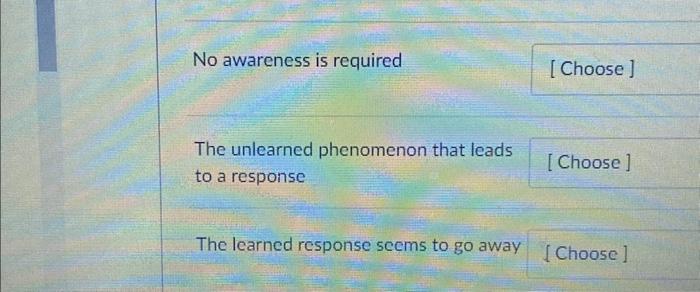 Solved No awareness is required The unlearned phenomenon | Chegg.com