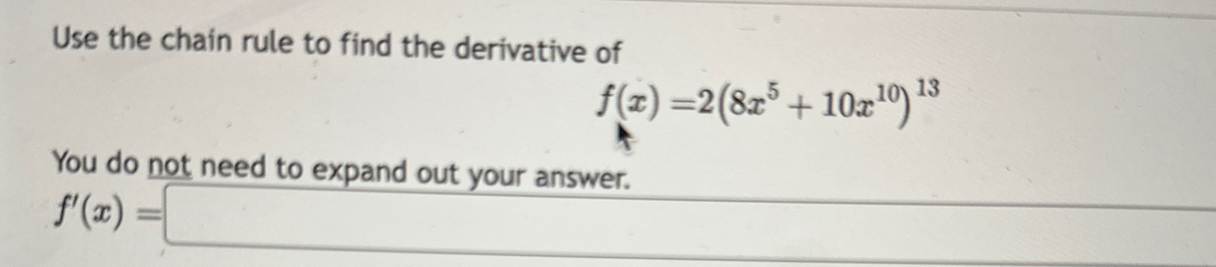 Solved Use the chain rule to find the derivative | Chegg.com