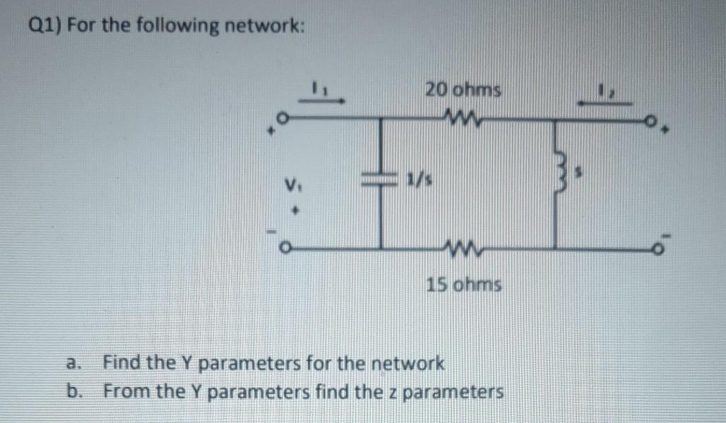 Solved Q1) For the following network: 20 ohms W V. 1 www 15 | Chegg.com