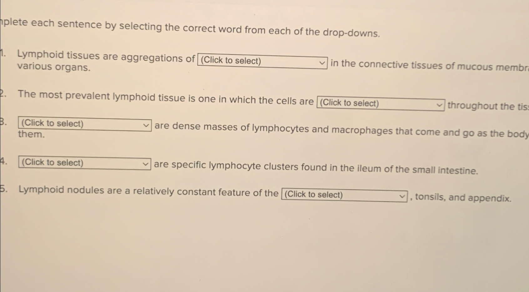 Solved iplete each sentence by selecting the correct word | Chegg.com Solved iplete each sentence by selecting the correct word | Chegg.com