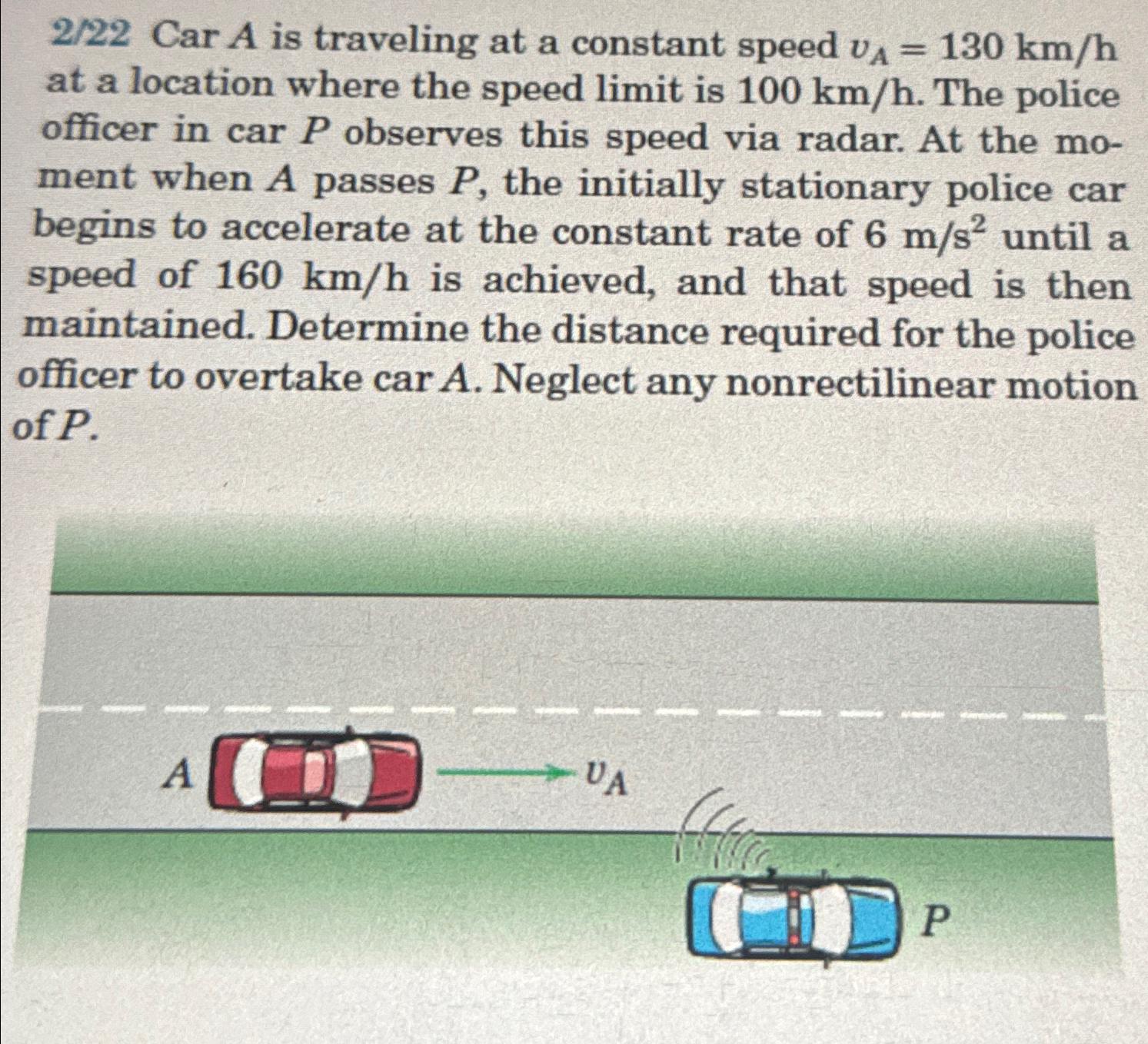 Solved 2/22 Car A is traveling at a constant speed | Chegg.com