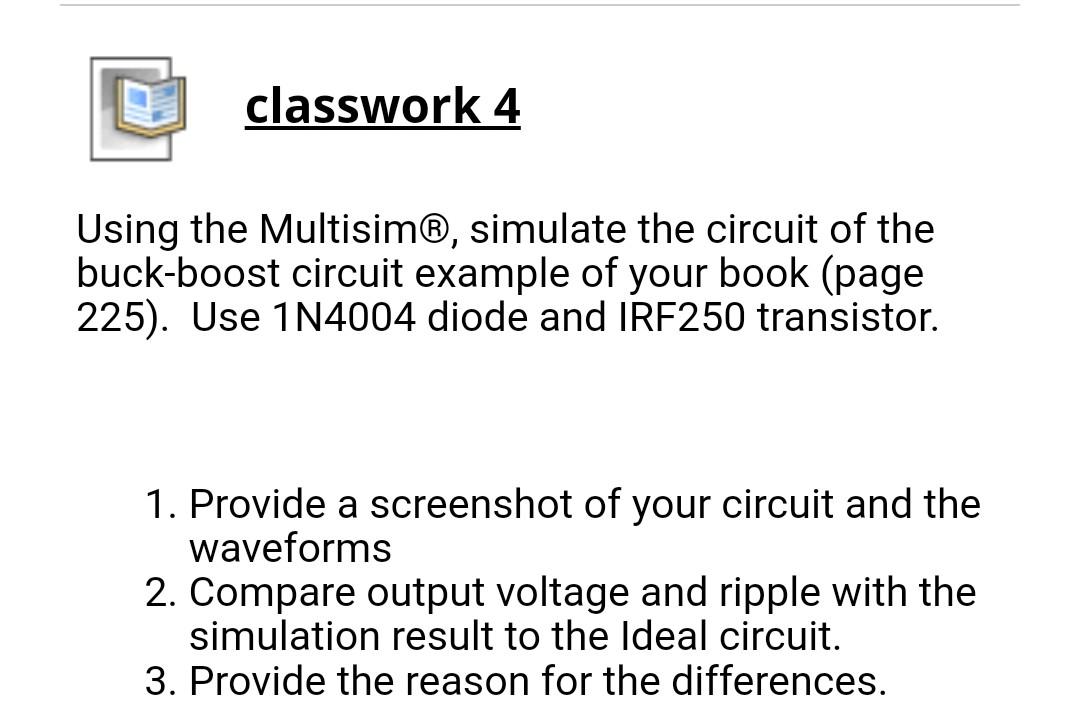 Solved please show multisim circuit using this circuit as an | Chegg.com