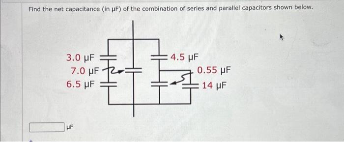 Solved Find the net capacitance (in μF ) of the combination | Chegg.com