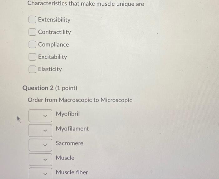 Solved Characteristics that make muscle unique are | Chegg.com