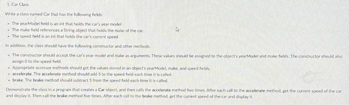 Solved Write a class named Car that has the following | Chegg.com