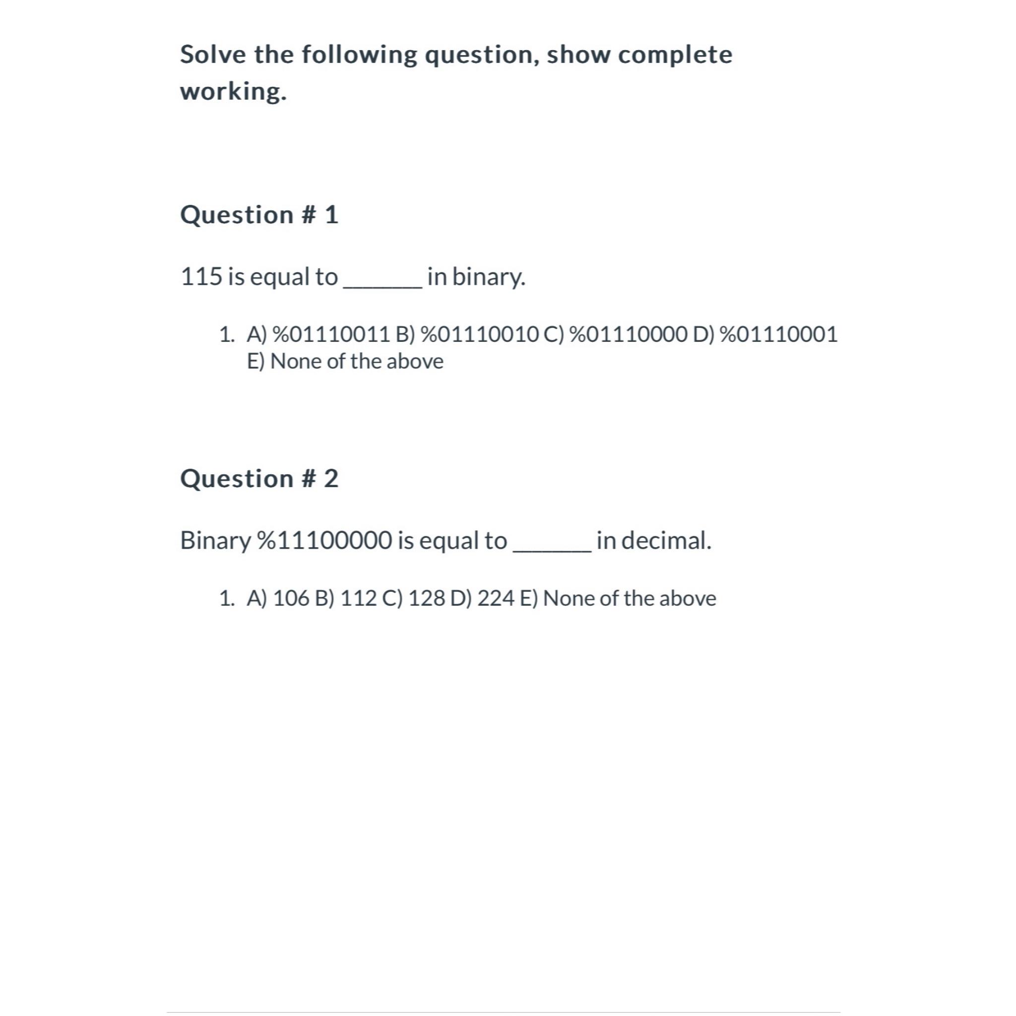 Solved Solve the following question, show complete | Chegg.com