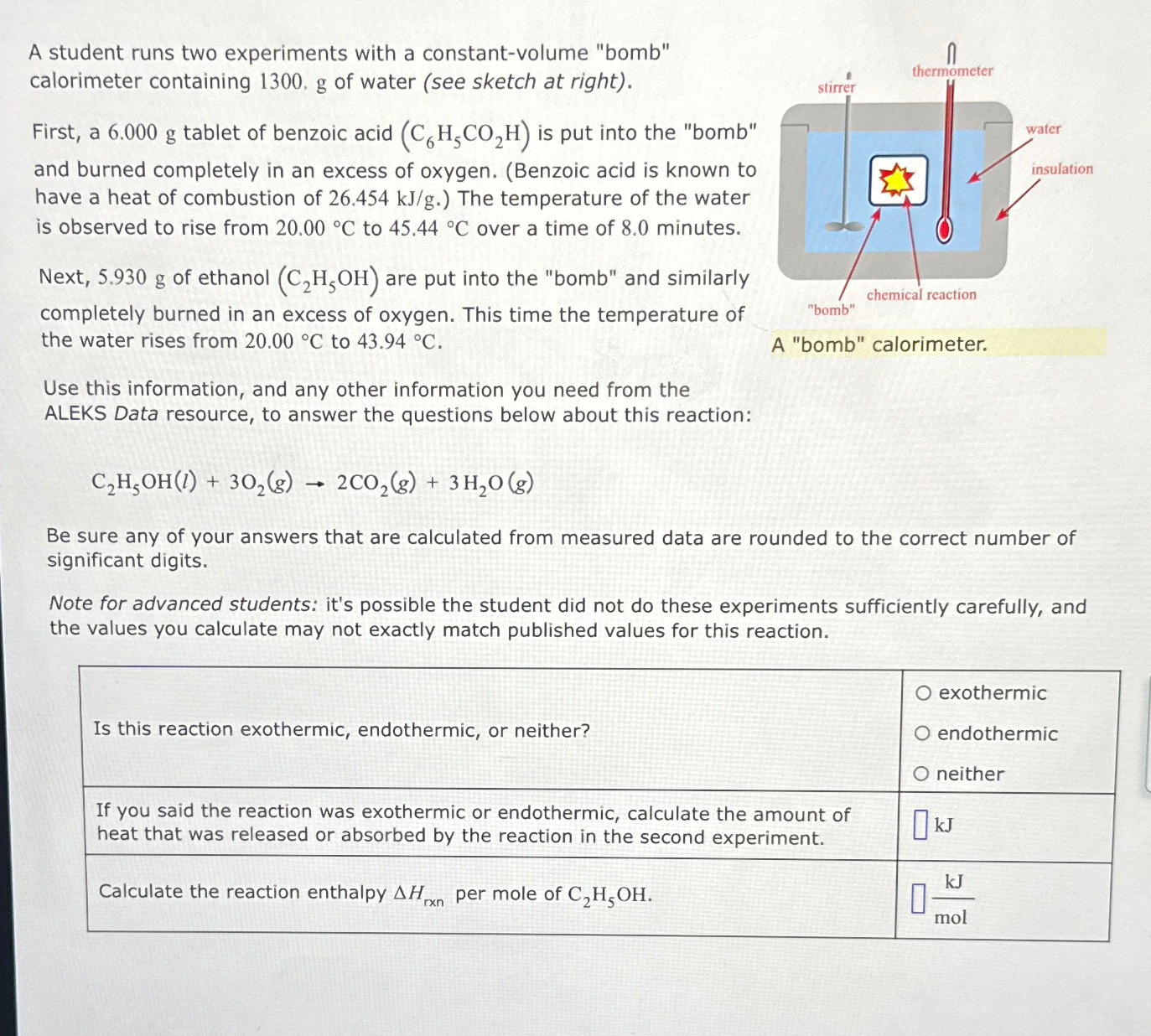 Solved A student runs two experiments with a constant-volume | Chegg.com