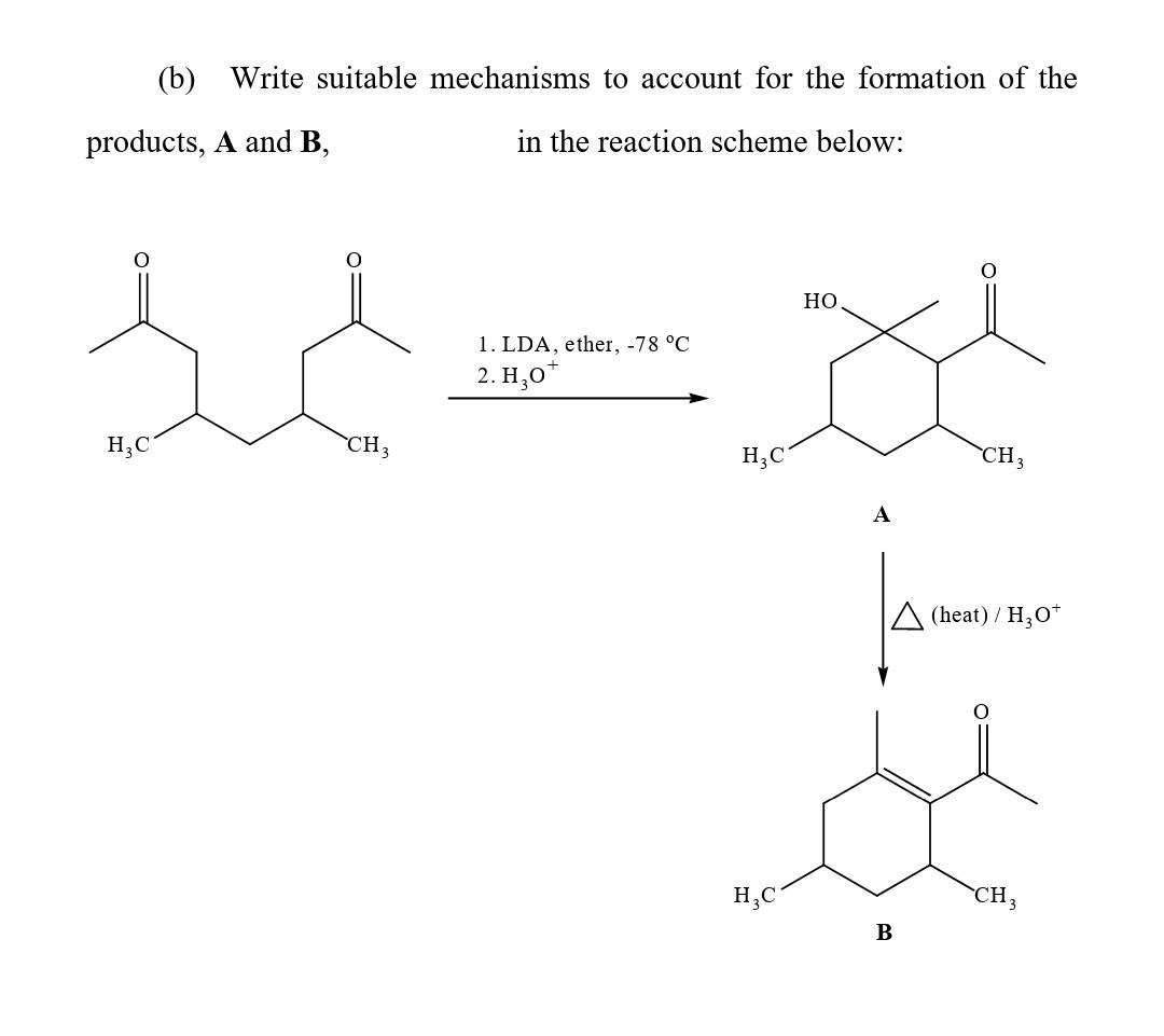 Solved (b) Write suitable mechanisms to account for the | Chegg.com