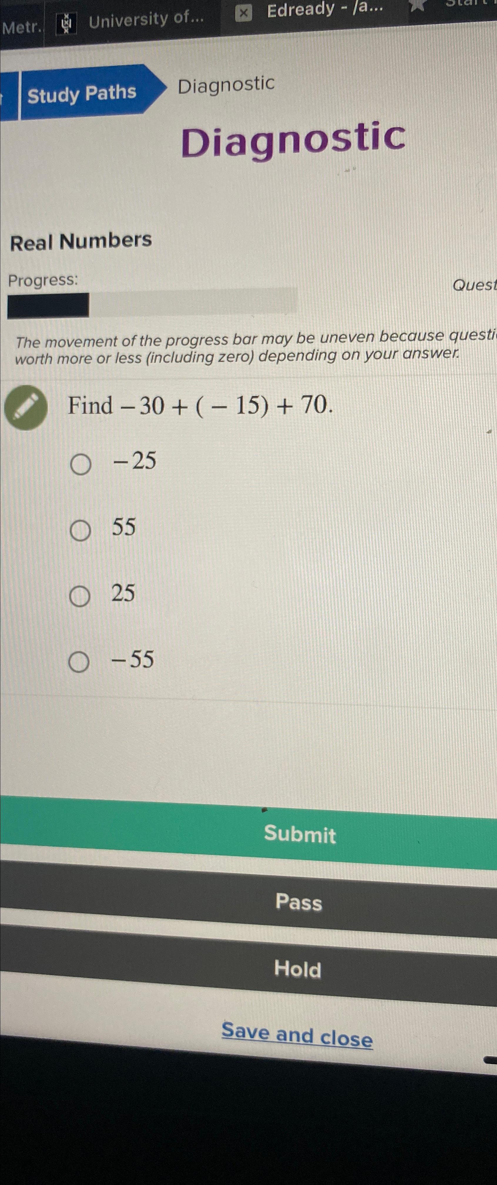 Solved Metr.University of...Edready | Chegg.com