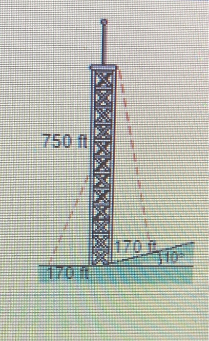Solved The height of a radio tower is 750 feet, and the | Chegg.com