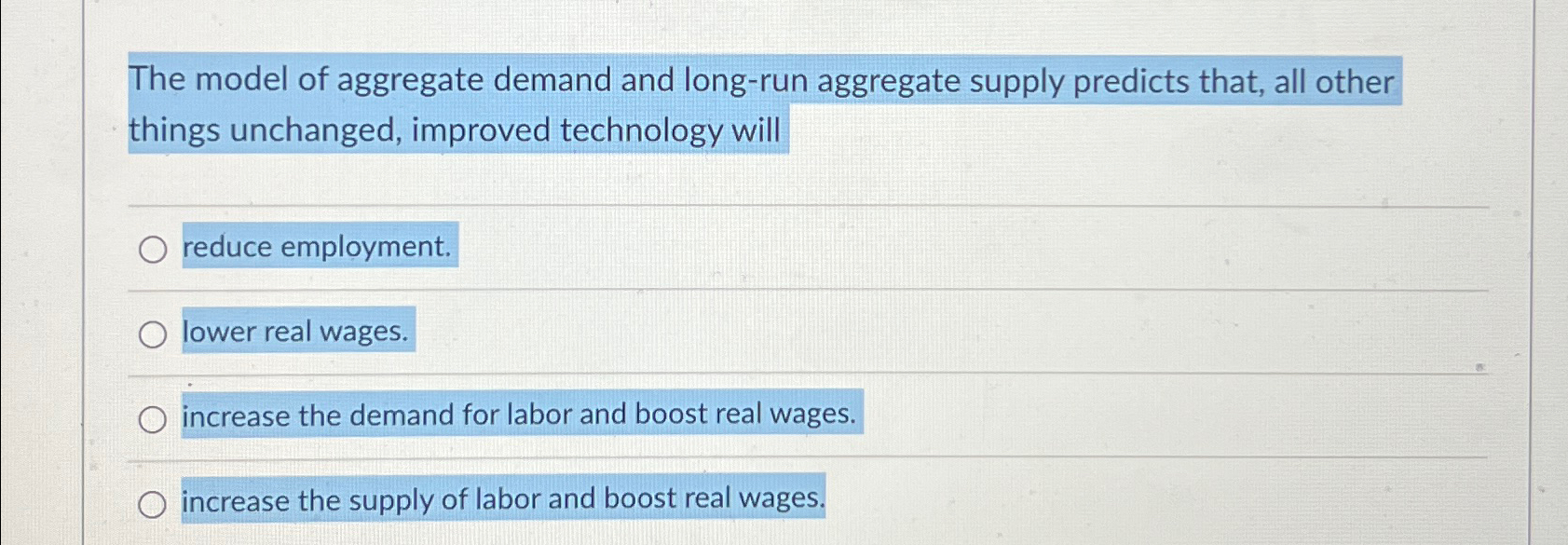 Solved The model of aggregate demand and long-run aggregate | Chegg.com
