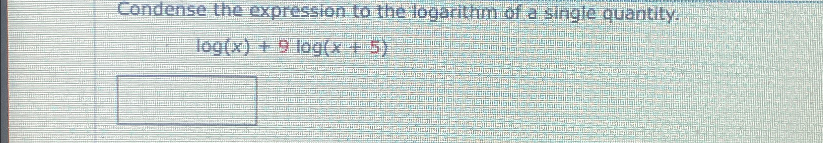 Solved Condense the expression to the logarithm of a single | Chegg.com