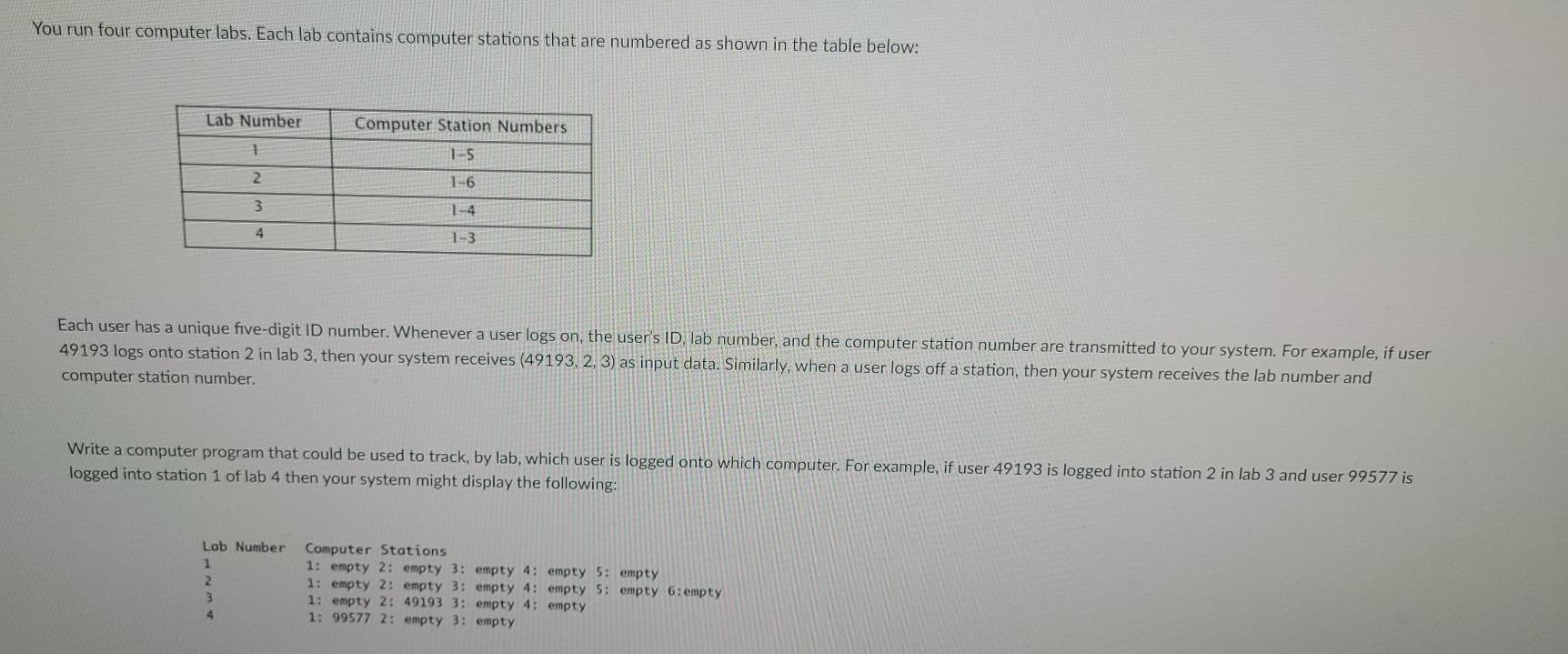 Solved You run four computer labs. Each lab contains | Chegg.com