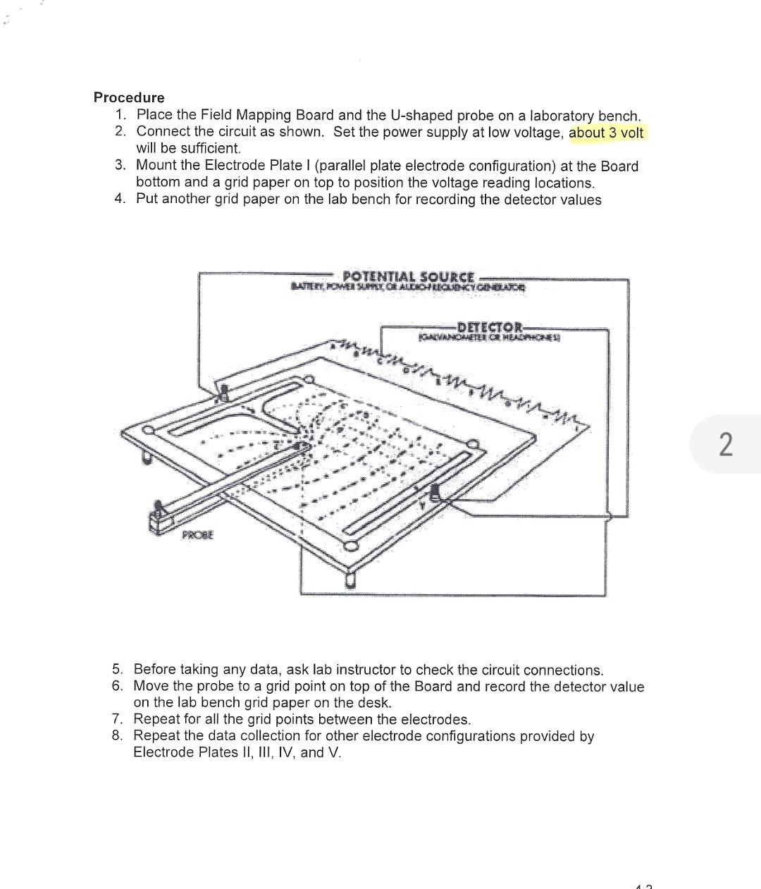Solved Procedure 1. Place the Field Mapping Board and the | Chegg.com