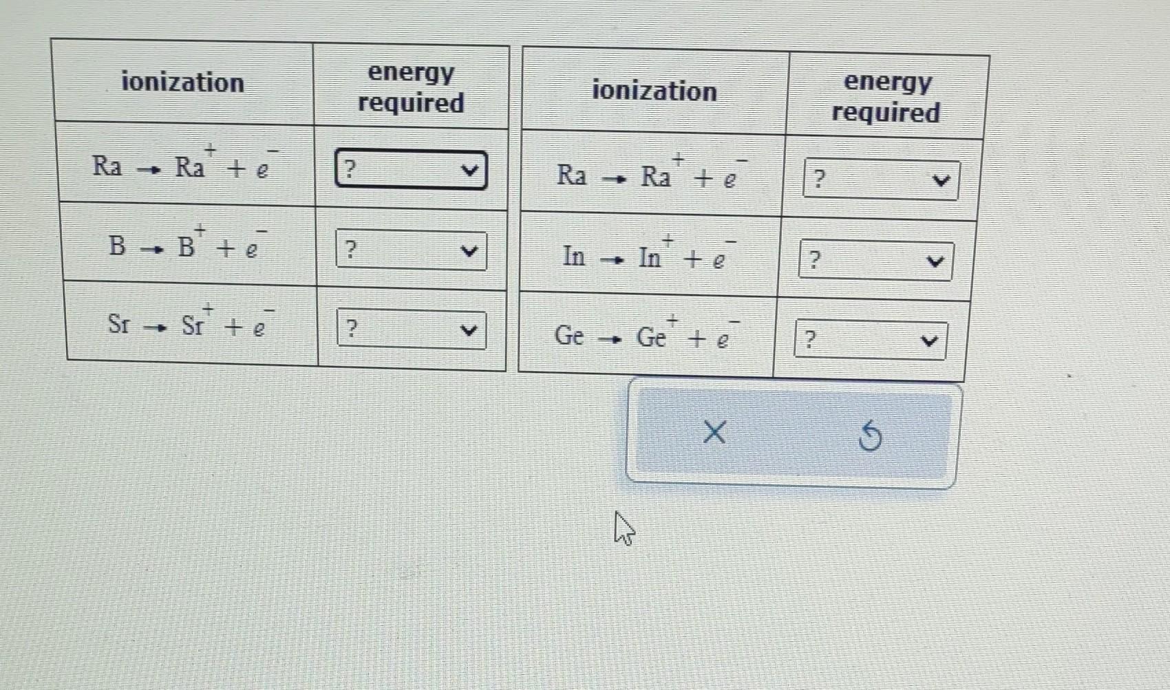 Solved Two sets of ionizations are shown in the tables | Chegg.com