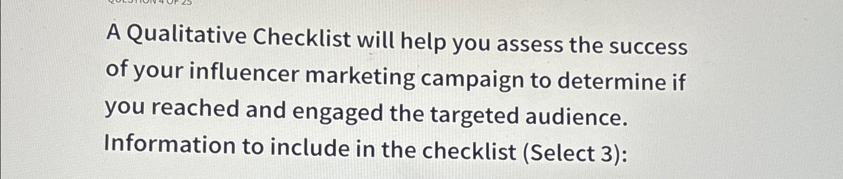 Solved A Qualitative Checklist will help you assess the | Chegg.com