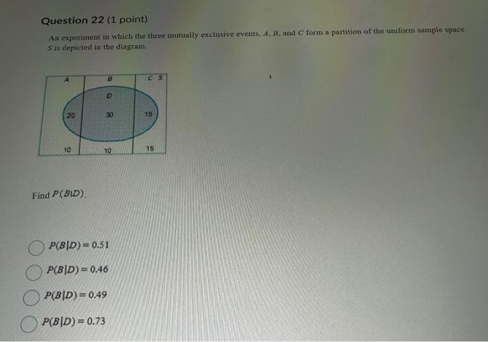 Solved An experiment in which the three mutually exclusive | Chegg.com