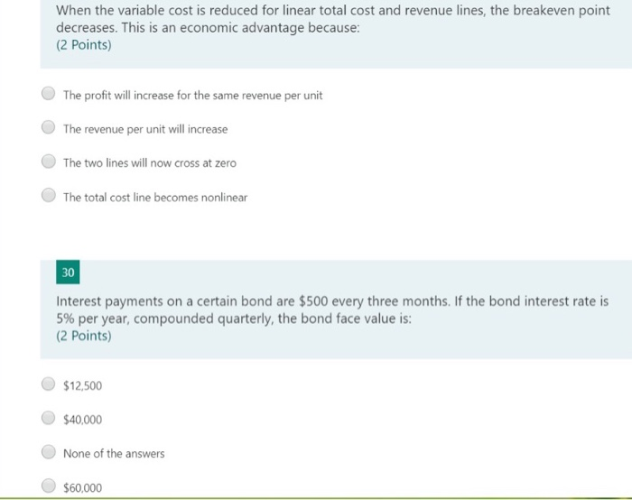 Solved 26 In linear breakeven analysis, if a company expects | Chegg.com