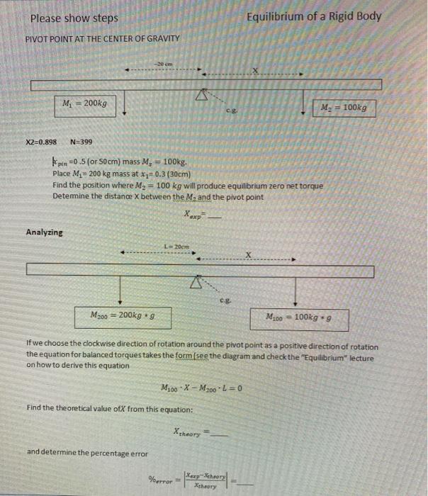 Solved Please show steps Equilibrium of a Rigid Body PIVOT | Chegg.com