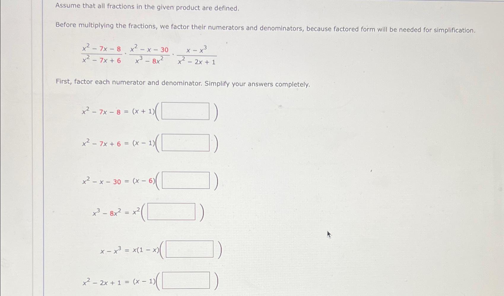 Solved Assume that all fractions in the given product are | Chegg.com