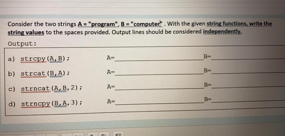 Solved Consider the two strings A= "computer", B= "intro", . | Chegg.com