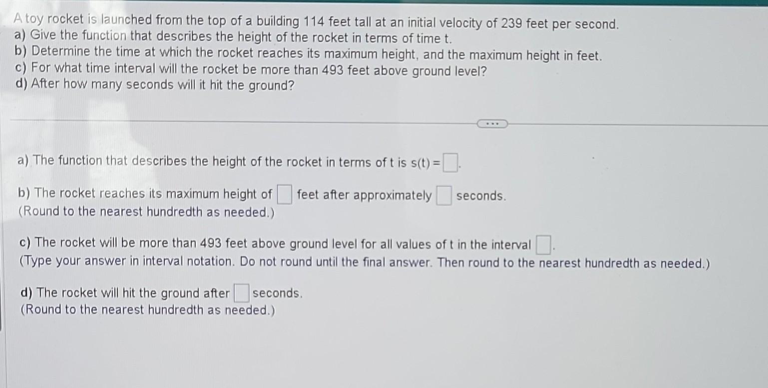 Solved A toy rocket is launched from the top of a building | Chegg.com