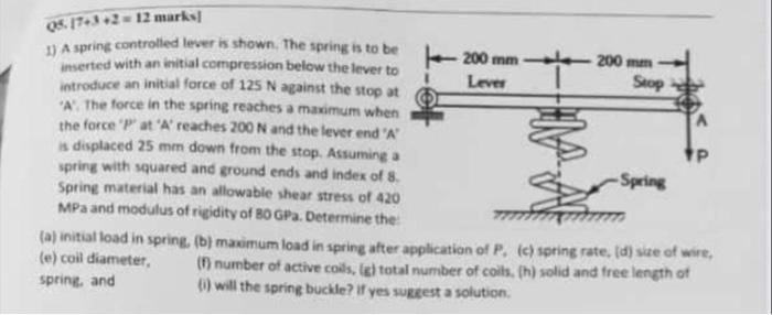 Solved 05. 17.3.2-12 marks 1) A spring controlled lever is | Chegg.com