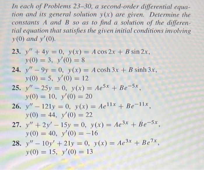 Solved In each of Problems 23-30, a second-order | Chegg.com