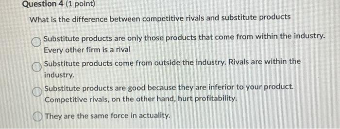 Solved What is the difference between competitive rivals and | Chegg.com
