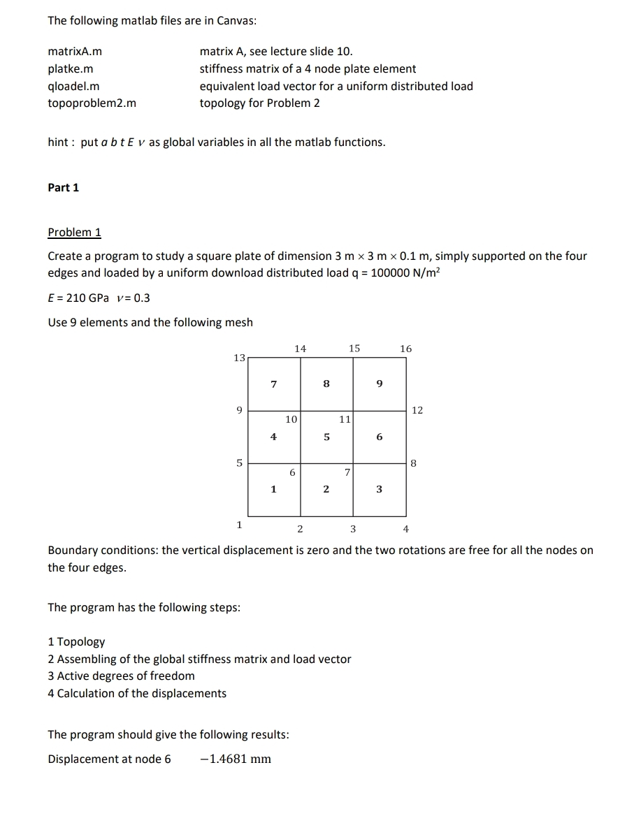 The following matlab files are in Canvas:matrixA.m | Chegg.com