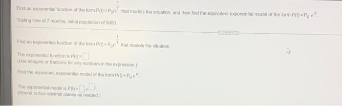 Solved Find an exponential function of the form PU Pon! that | Chegg.com