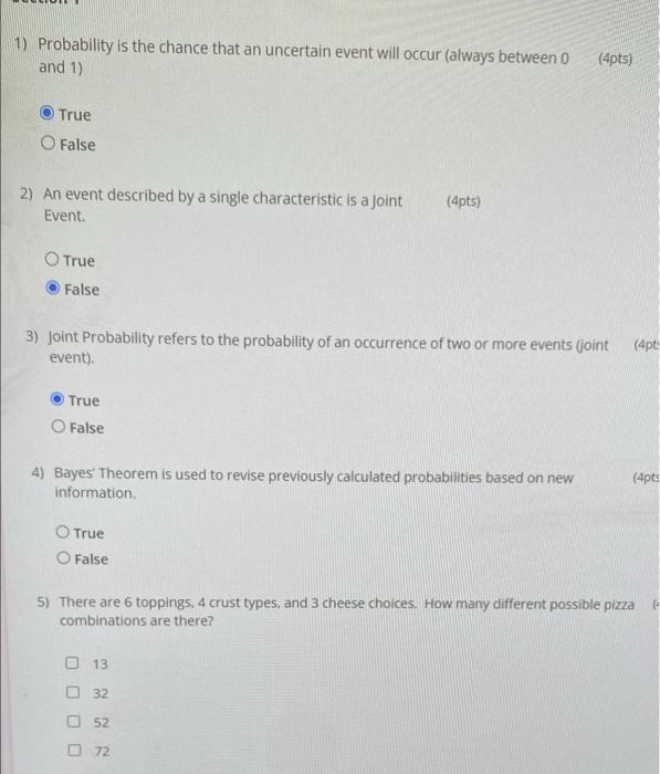 Solved 1) Probability is the chance that an uncertain event | Chegg.com