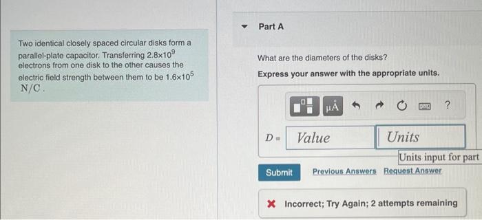 Solved Two identical closely spaced circular disks form a | Chegg.com