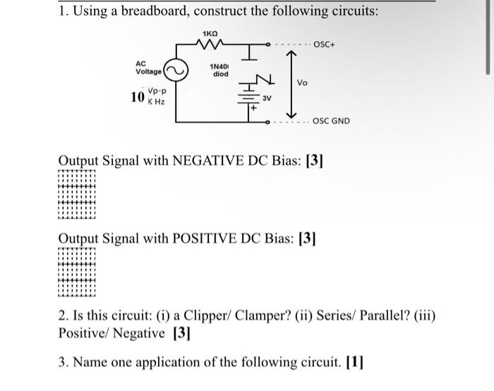 Solved 1. Using a breadboard, construct the following | Chegg.com