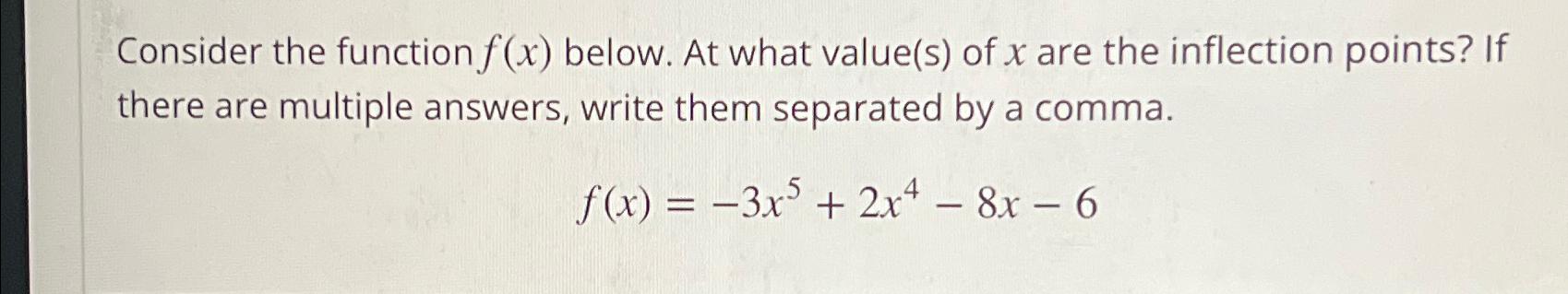 Solved Consider the function f(x) ﻿below. At what value(s) | Chegg.com