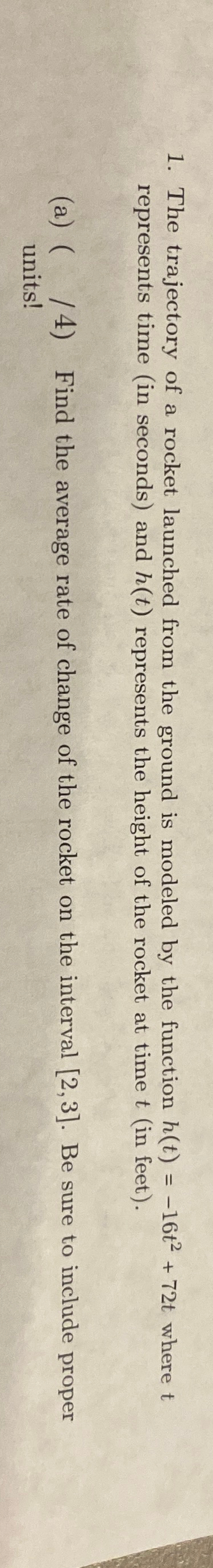 Solved The trajectory of a rocket launched from the ground | Chegg.com