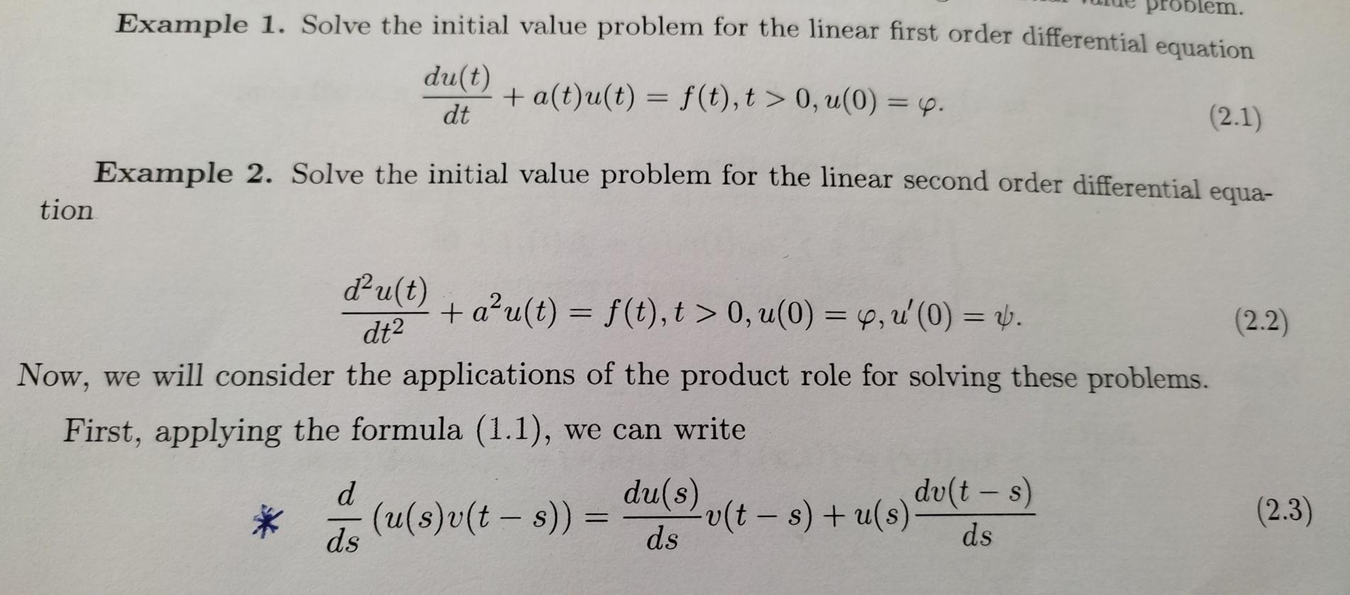 Solved lem. Example 1. Solve the initial value problem for | Chegg.com