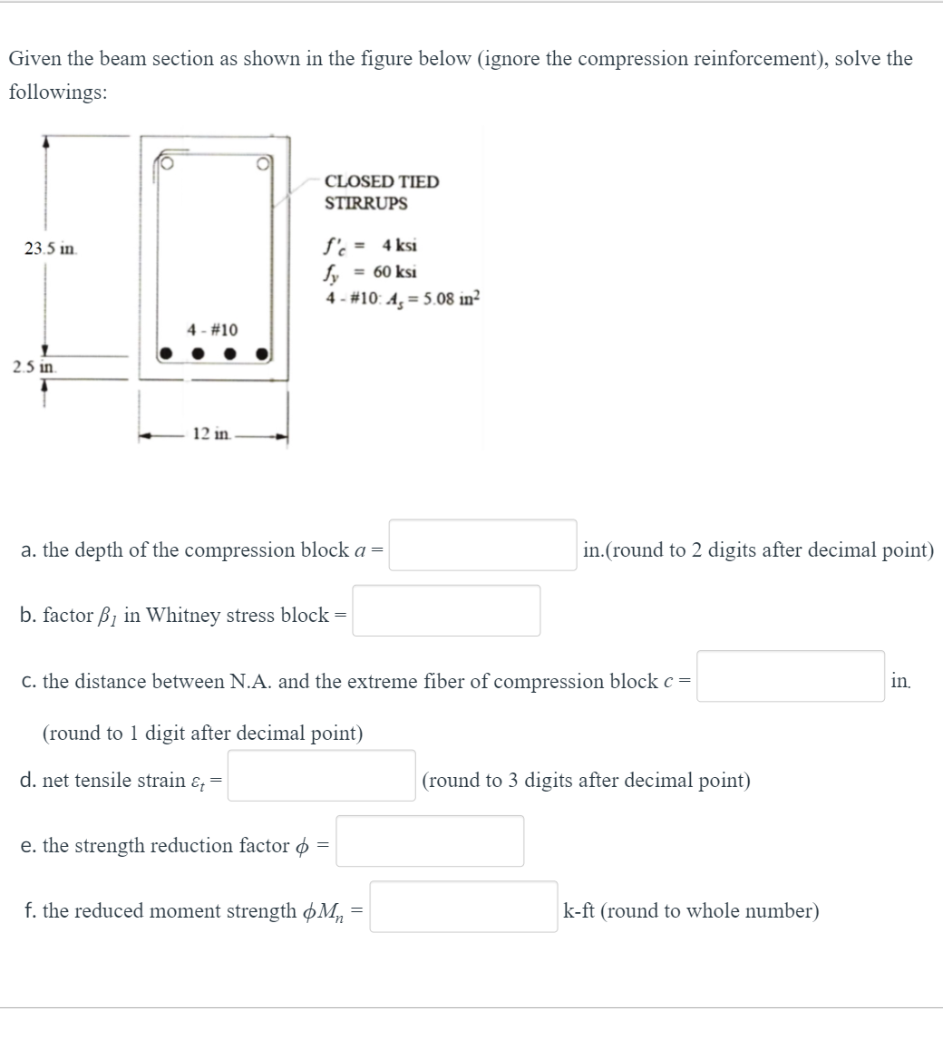 Solved Given the beam section as shown in the figure below | Chegg.com